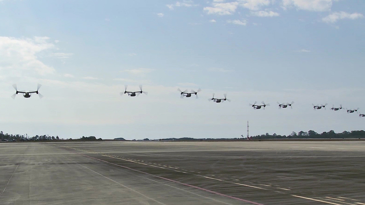 VIDEO: Ten Ship CV-22B Osprey Formation – Military Aviation Review